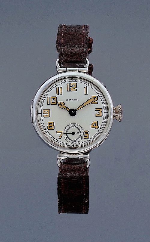 Rolex Rebberg c1918 silver military manual wristwatch from Scarab Antiques