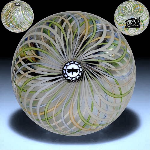 Mike Hunter for Twists Glass mini latticino paperweight from Scarab ...